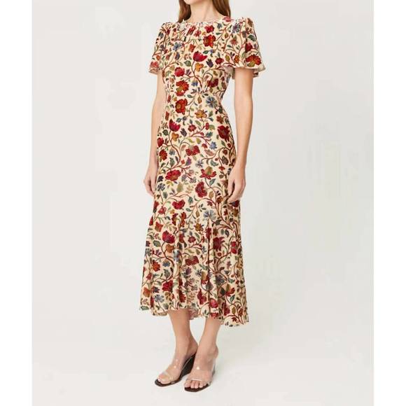 RHODE | Dresses | New Rhode Womens Arabella Midi Dress In Creamvelvet ...